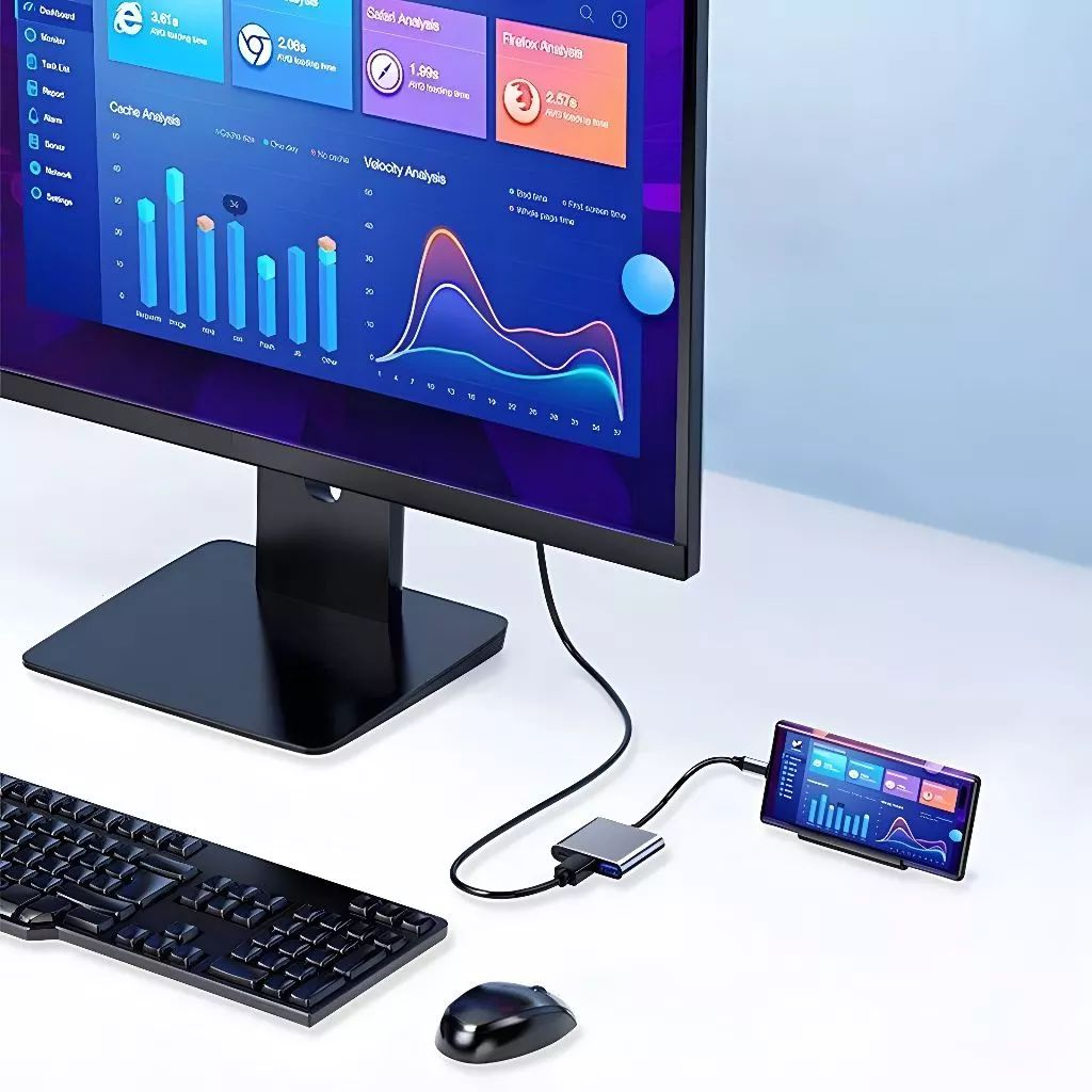 Porta USB Para Adaptador HDMI Tipo C HUB OTG 3 Em 1 4K Suporte Laptops ...