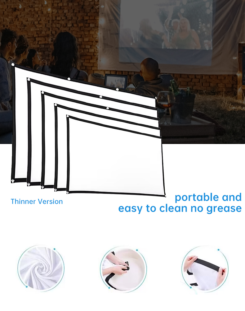 Tela De Projetor Portátil SALANGE 3D HD 60/72/84/100 Polegadas 16 : 9 ...