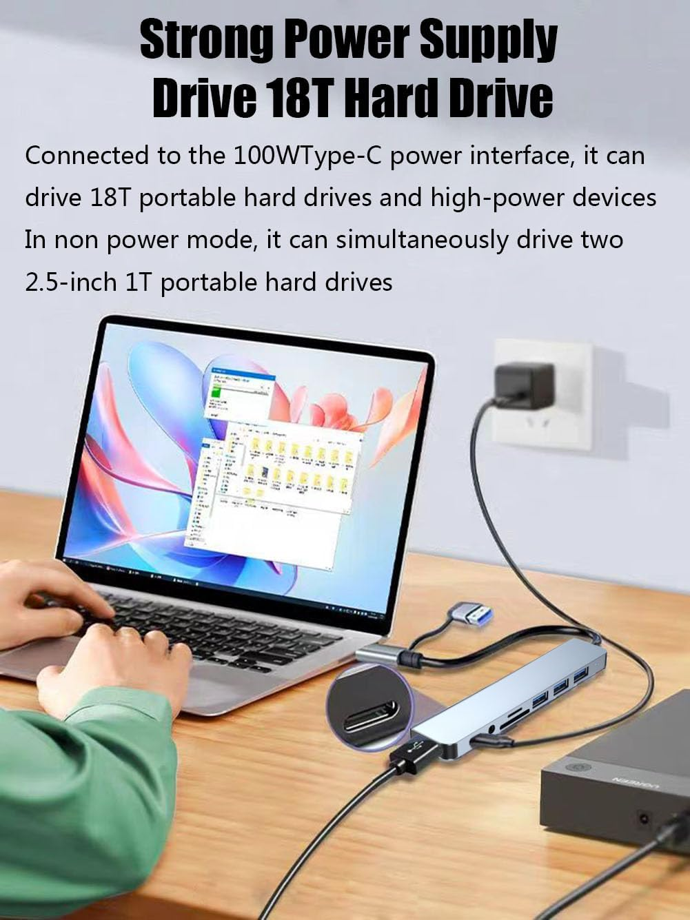 HUB De Porta USB 8 Em 2 Type C Expansor Com Leitor TF SD Saída De Áudio PD De 3.5 Mm Para Laptop ...