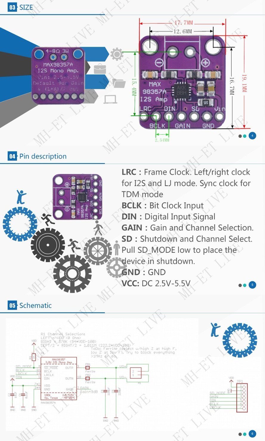 Max98357 I2S 3W Classe D Amplificador Breakout Interface Dac ...