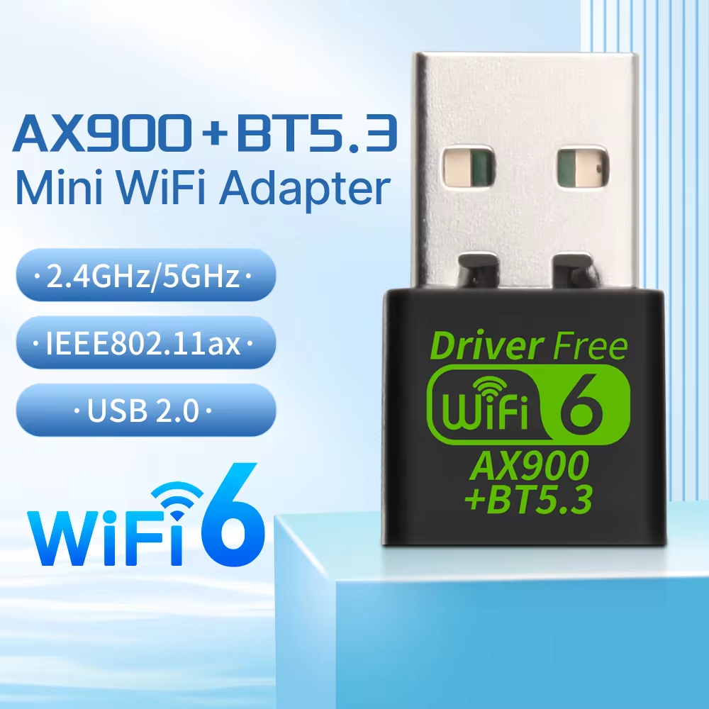 Adaptador USB Wi-Fi WiFi 6 AX900 Bluetooth 5.3 Antena De Banda Turística Sem Fio 2.4/5GHz ...