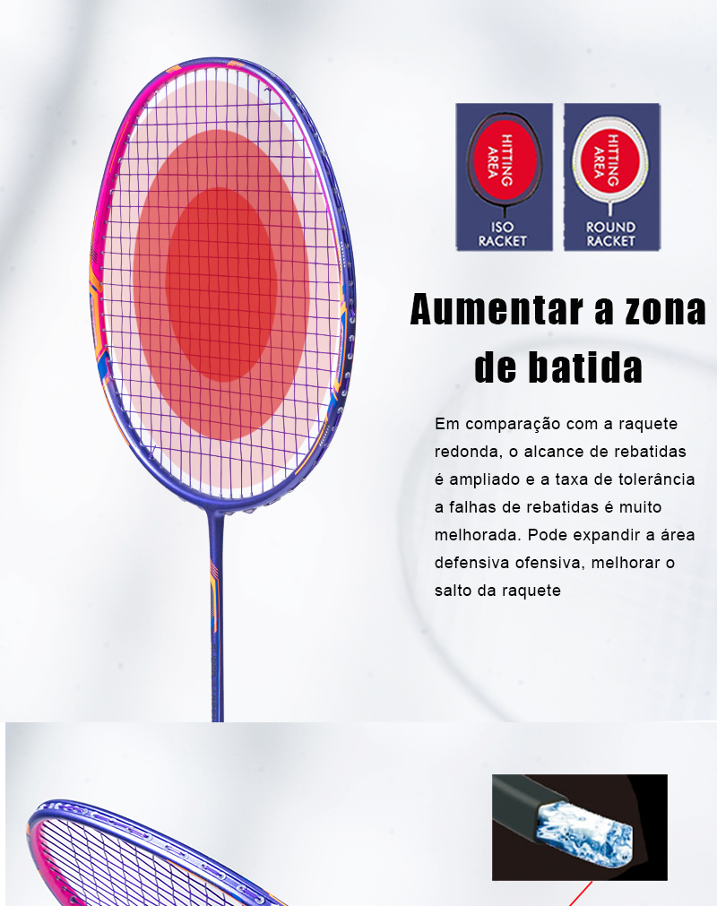 ALPSPORT GJ 10U G5 Raquete de Badminton em Fibra de Carbono Integral ...
