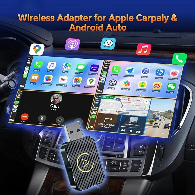 Adaptador Wireless Android Auto AIBox 2 em 1 Mini WiFi Plug&Play para Sistemas Originais de ...