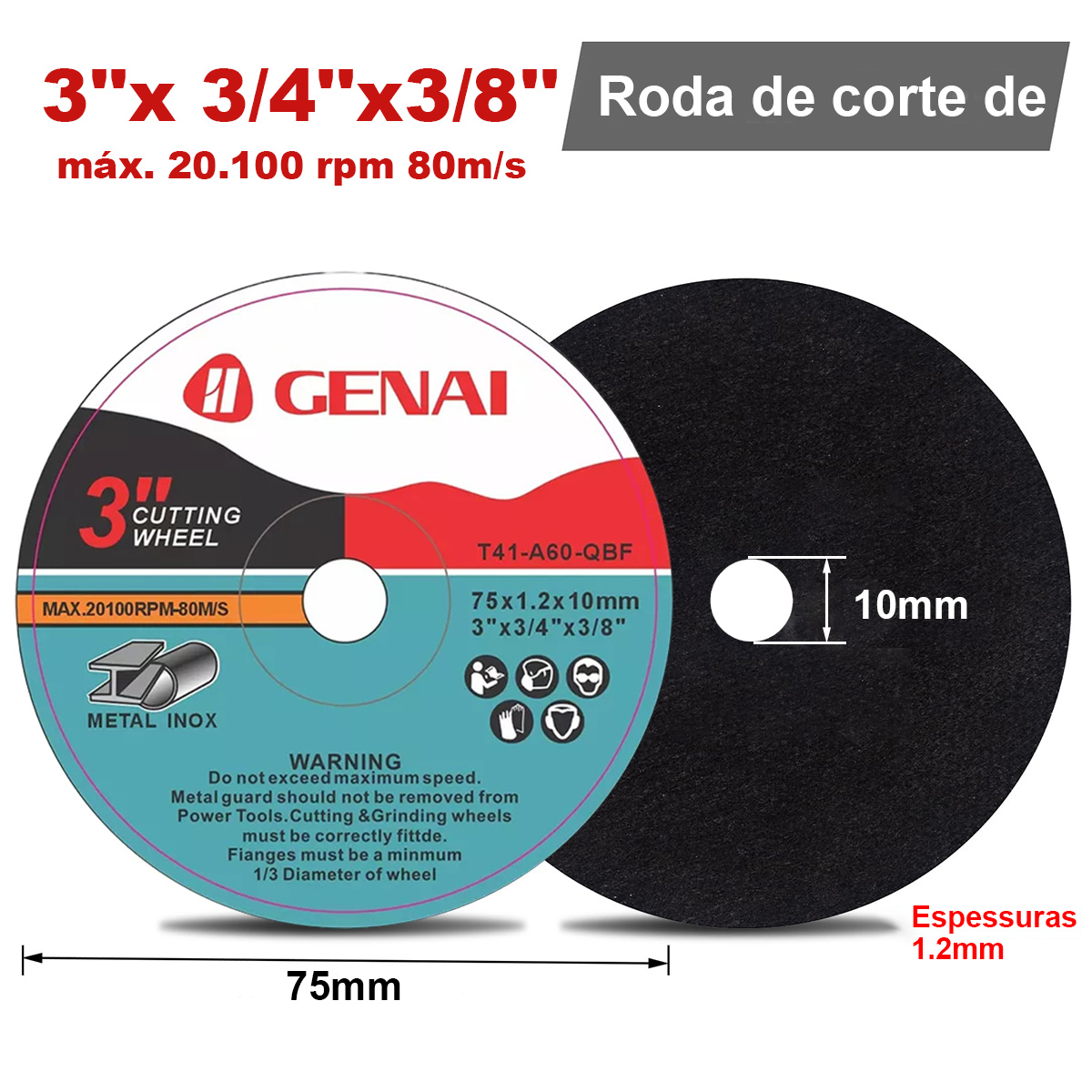 kit 25 Mini Disco De Corte De 75 Mm Rebolo Circular * 1.2 * 10 | Shopee ...
