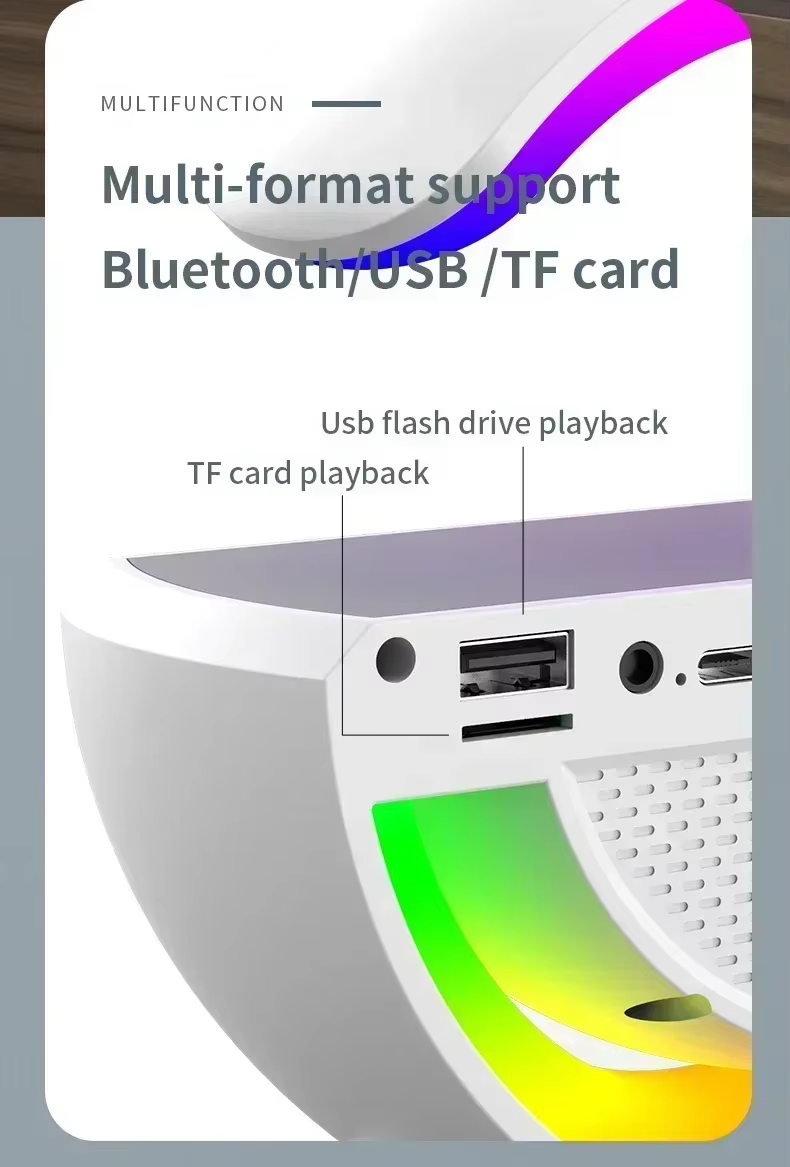 BT3401 4 Em 1 Sem Fio Bluetooth Alto-Falante Luz RGB Despertador Cartão ...