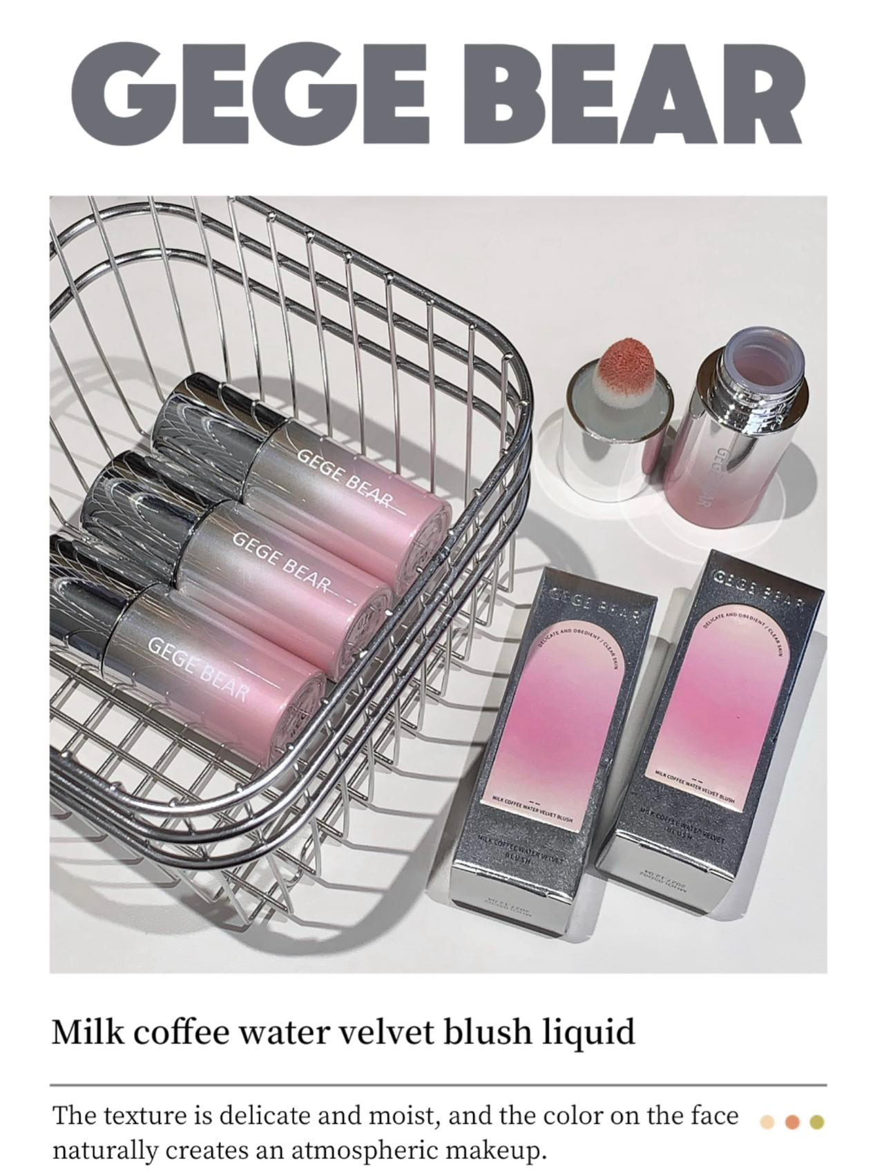 GEGE BEAR Matte Velvet Liquid Blush 7g Baixa Saturação E Hidratante-À ...