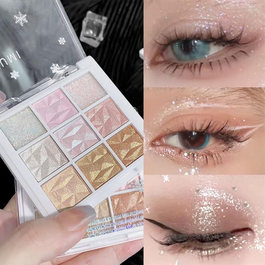 Paleta De Sombras Edificável Multiuso De 9 Cores Com Design De Floco De ...