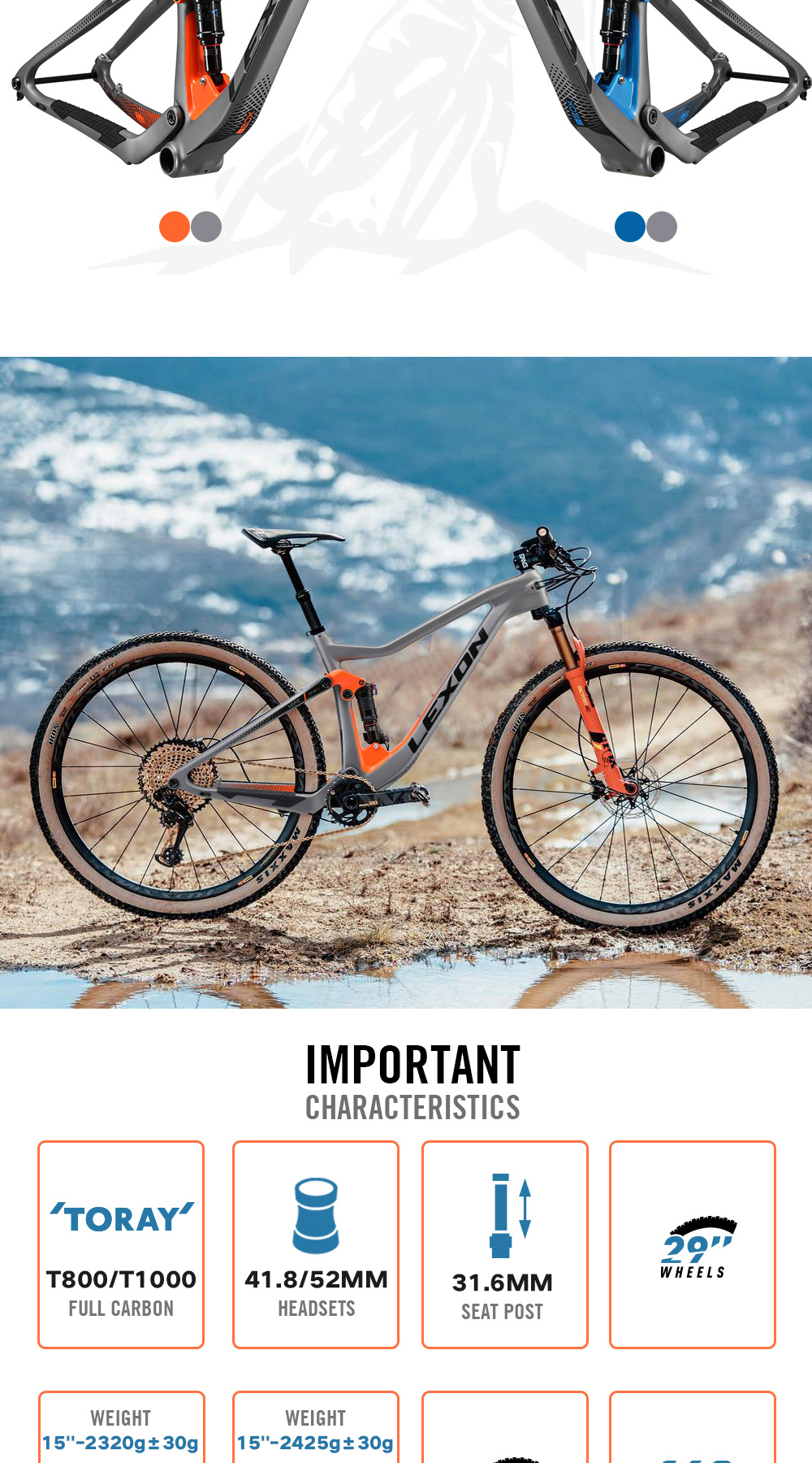 LEXON MTB Quadro De Bicicleta XC Teste Cross country Carbono Mountain ...