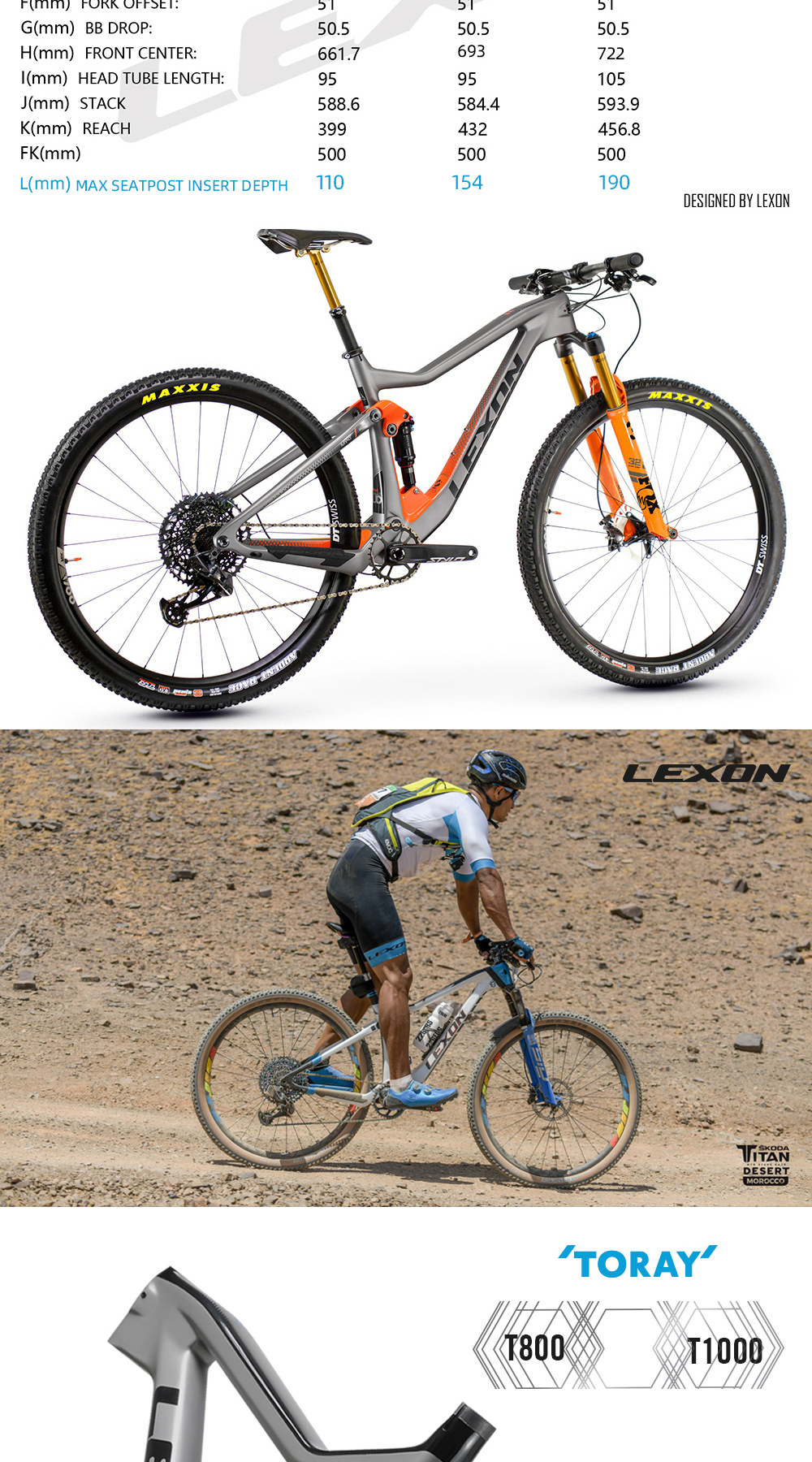 LEXON MTB Quadro De Bicicleta XC Teste Cross country Carbono Mountain ...