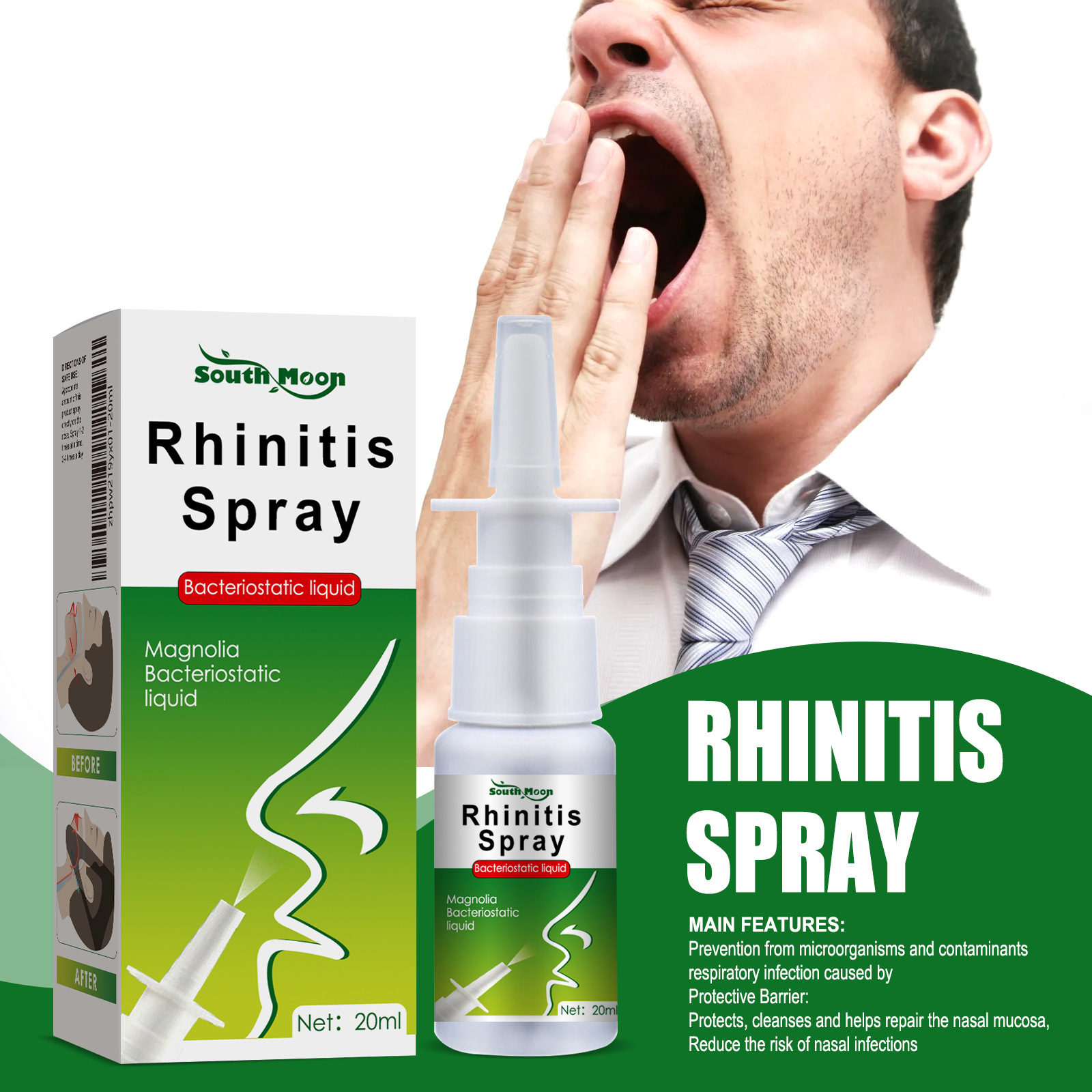 20ml Sprays Nasais Anti Ronco Rinite Crônica Sinusite Spray Alérgica ...
