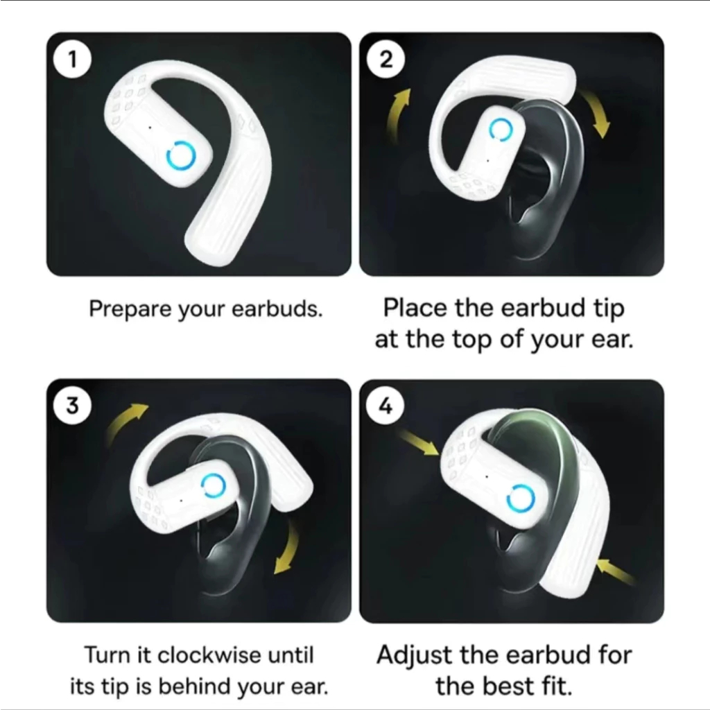 HQAi OWS A1Pro Fone de Ouvido Bluetooth Sem Fio Compatível com Orelhas ...
