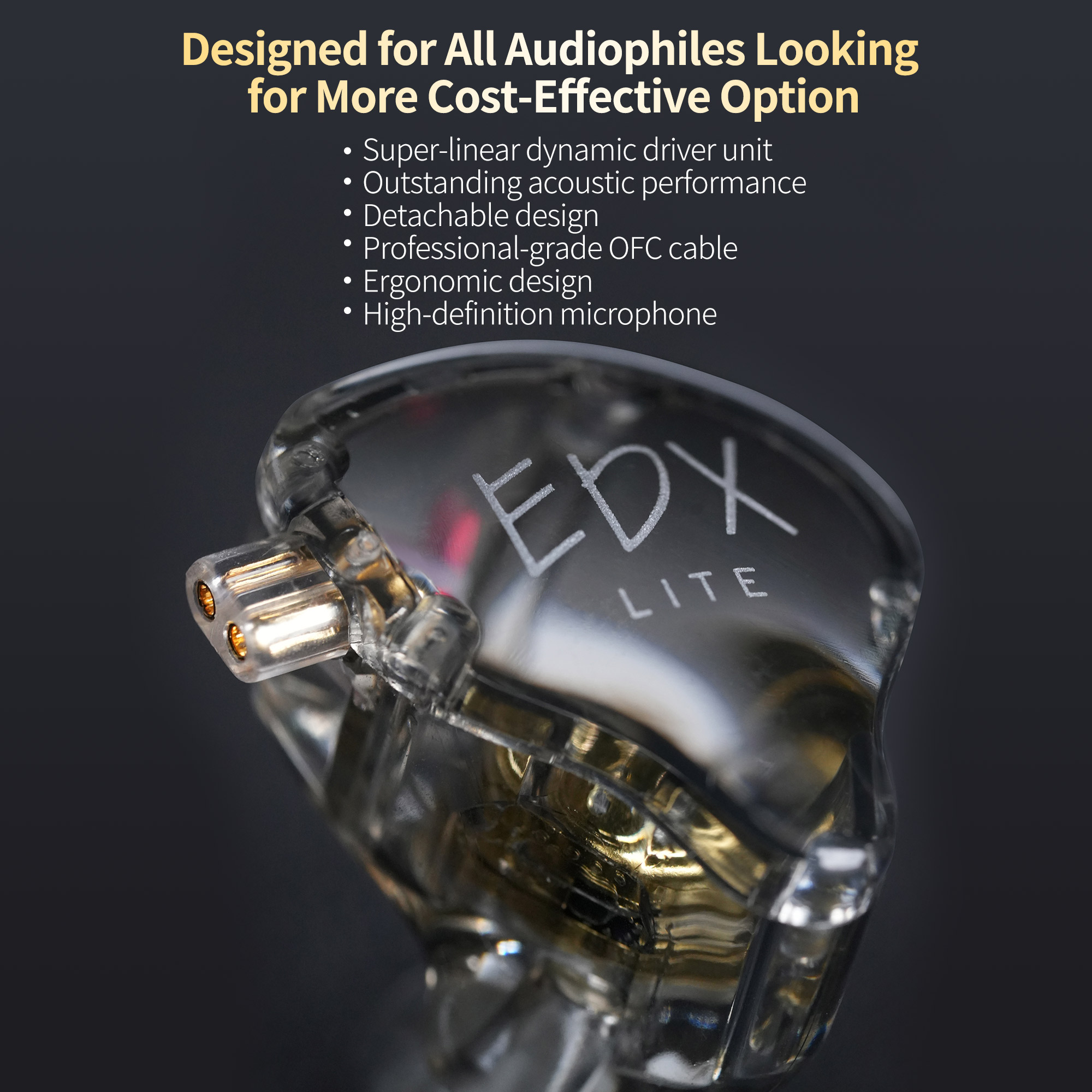 Fones de Ouvido Intra-Auriculares KZ EDX Lite, Unidade de Driver ...