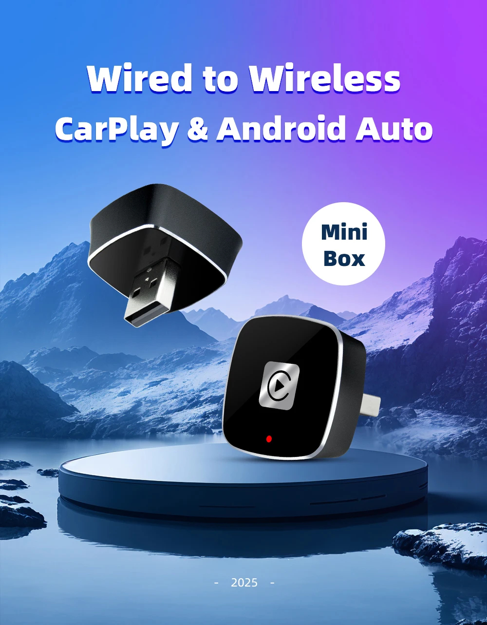 Adaptador Carplay Sem Fio Para Android IP Auto 2 Em 1 Com Caixa AI Conexão USB Volvo Benz Mg Kia ...