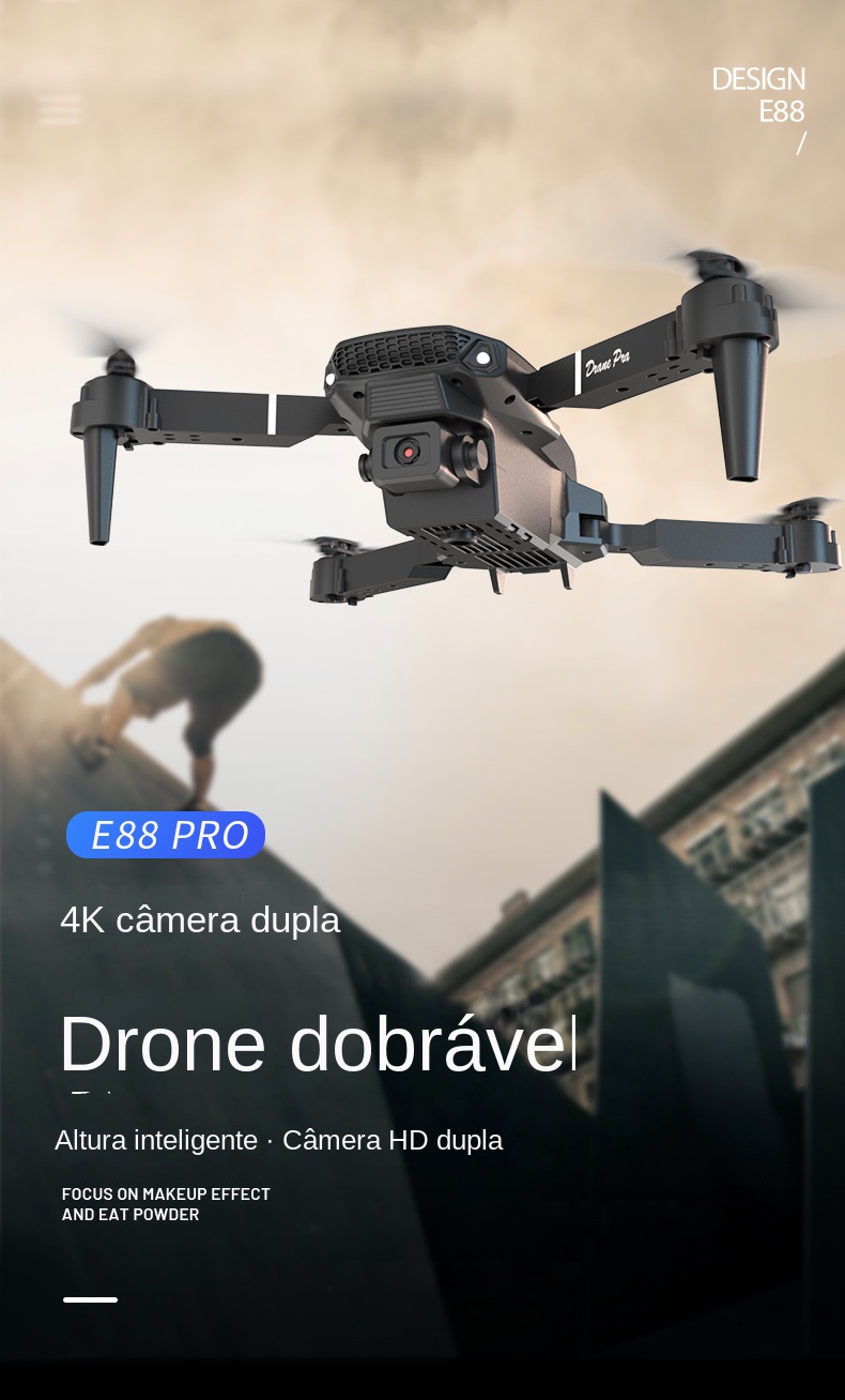 E88 Pro Mini Drone 4K profissional HD câmera dupla câmera profissional 4K HD e88 HD fotografia ...