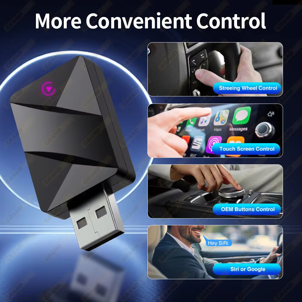 2 Em 1 Carplay Sem Fio E Android Auto AI Caixa Com Para Mini Adaptador Bluetooth Carro OEM Box ...