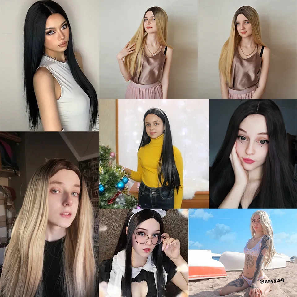 Peruca De Alta Qualidade Com Clipe Reto/Encaracolado De 60 Cm-Extensões ...