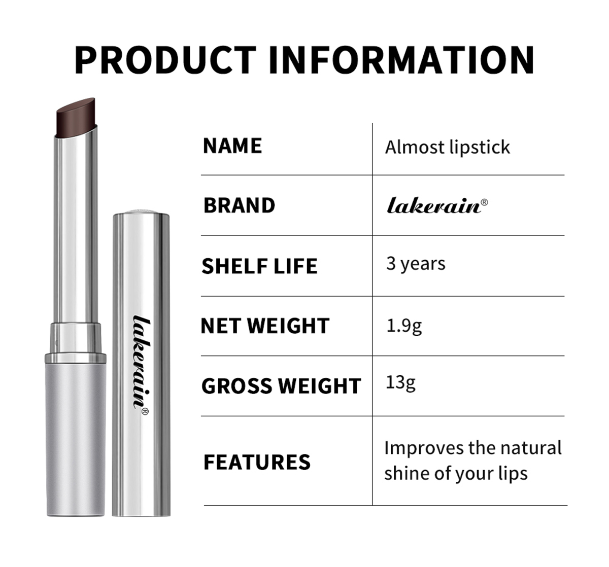 Balm Labial Tinted Lakerain Hidratante Quase Batom Mel Preto Longa ...