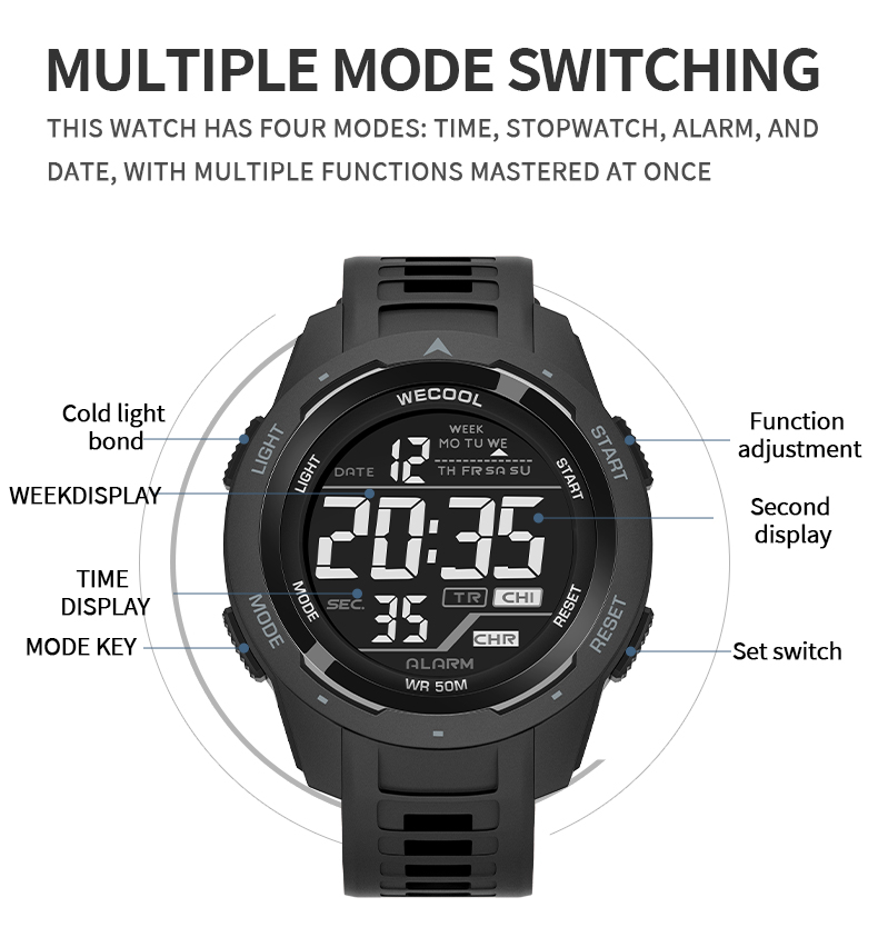 SMAEL Wecool W-616 Relógio Esportivo Masculino Digital à Prova d'Água e ...