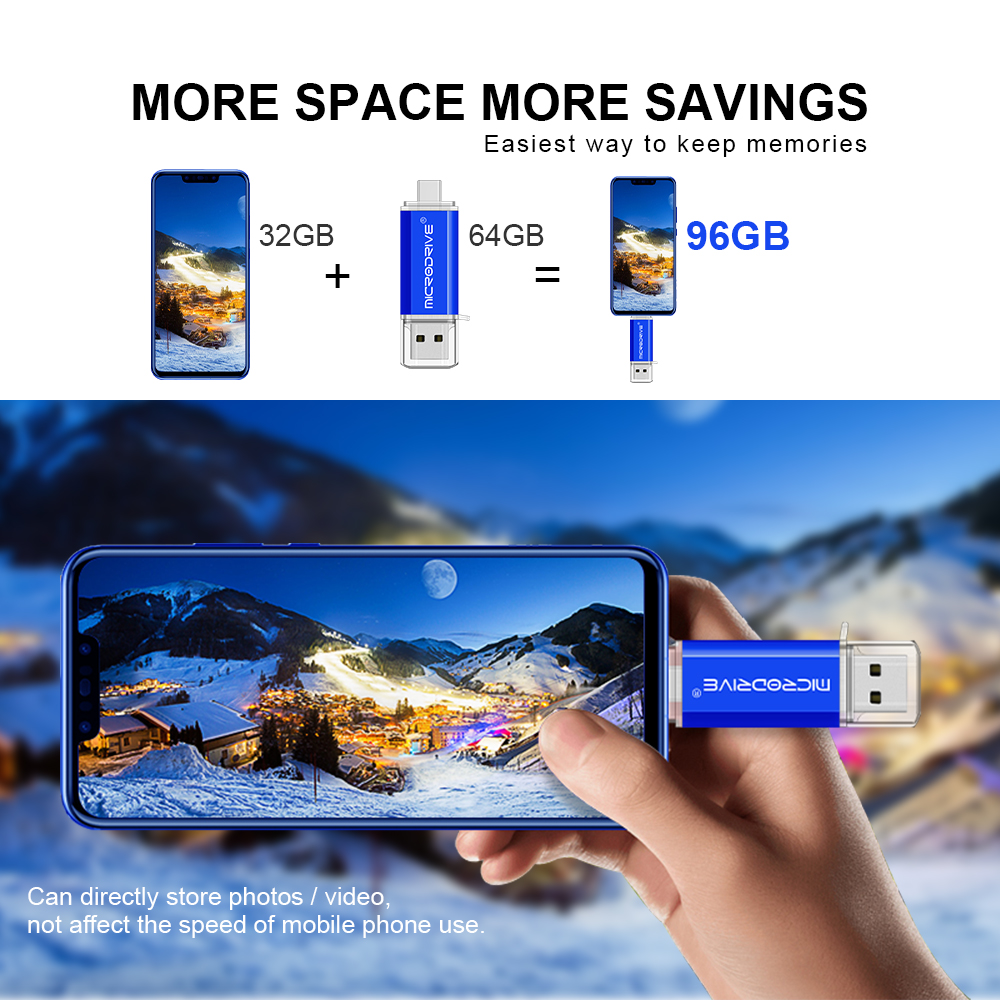 Microdrive Flash Drive 32GB 64GB 128GB USB Tipo C Pen OTG De Alta ...