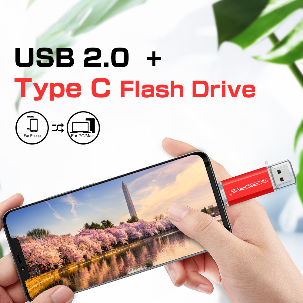Microdrive USB Tipo C Pen Drive 32GB 64GB 128GB Alta Velocidade OTG ...