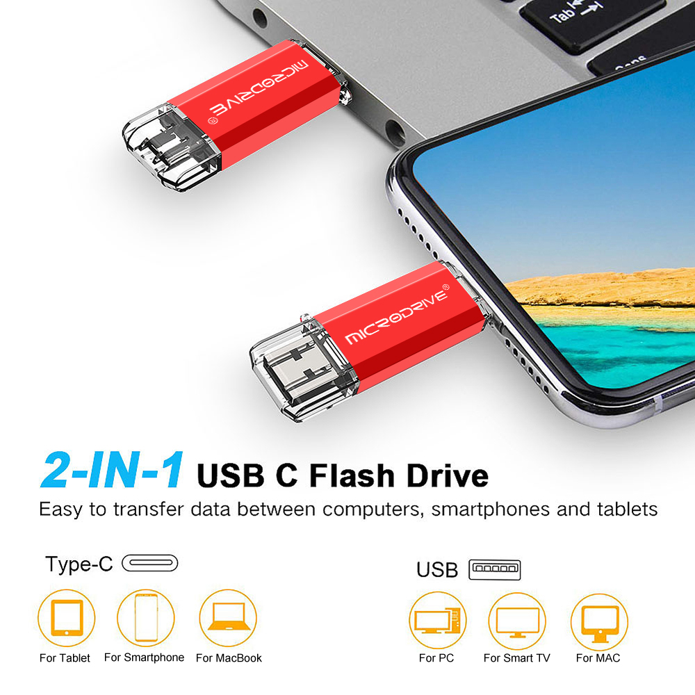 Microdrive Flash Drive 32GB 64GB 128GB USB Tipo C Pen OTG De Alta ...