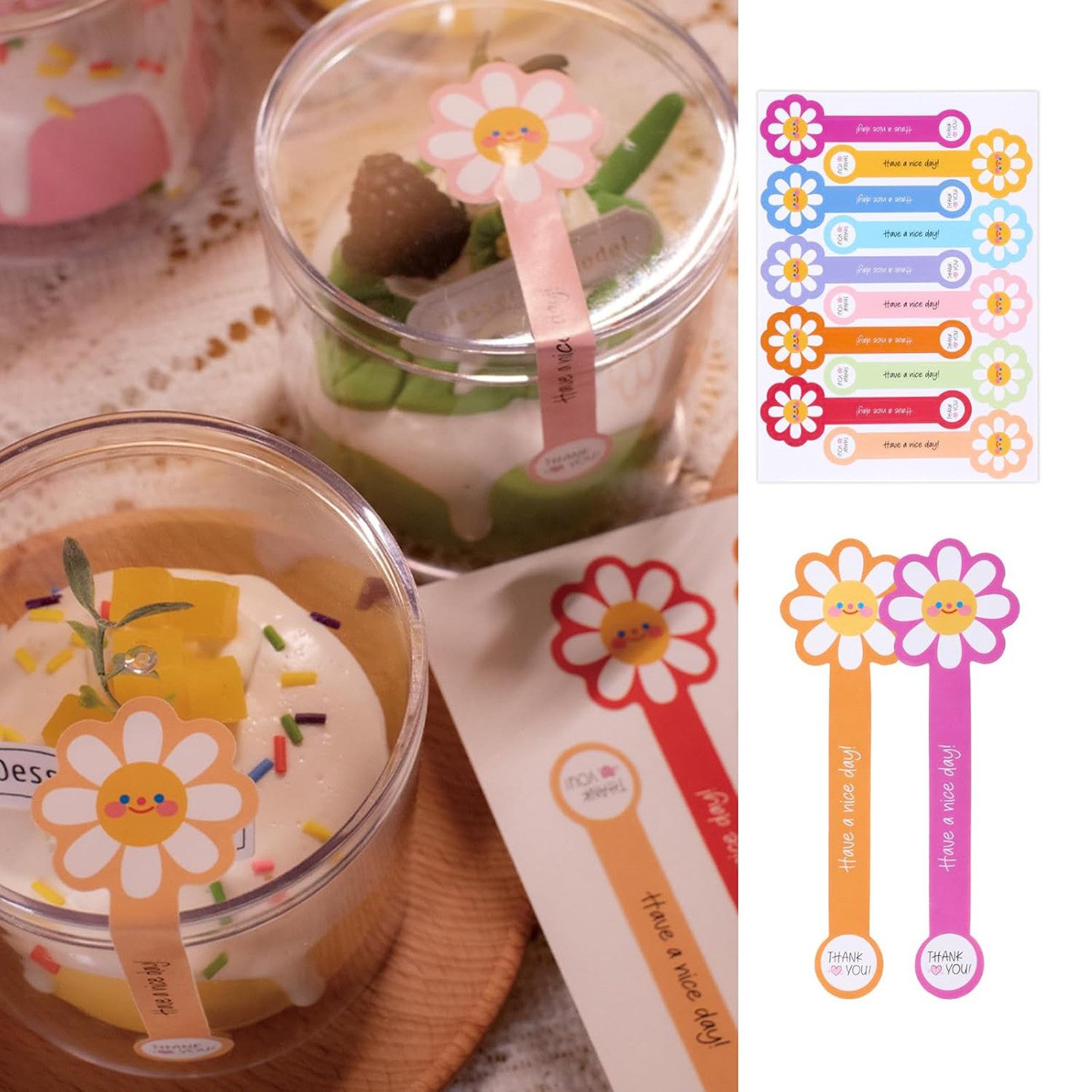 Obrigado Adesivos Selos Seguros Para Alimentos Tira Longa 100 Pacote ...