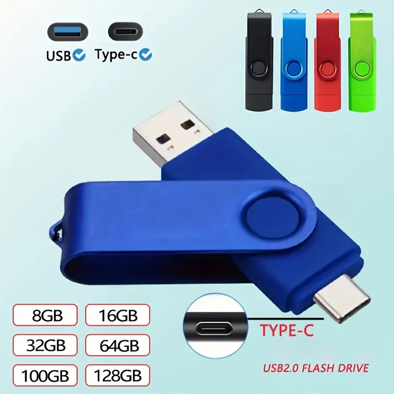 Tipo C 2 Em 1 Flash Drive USB De Alta Velocidade Para Telefones PC TV ...