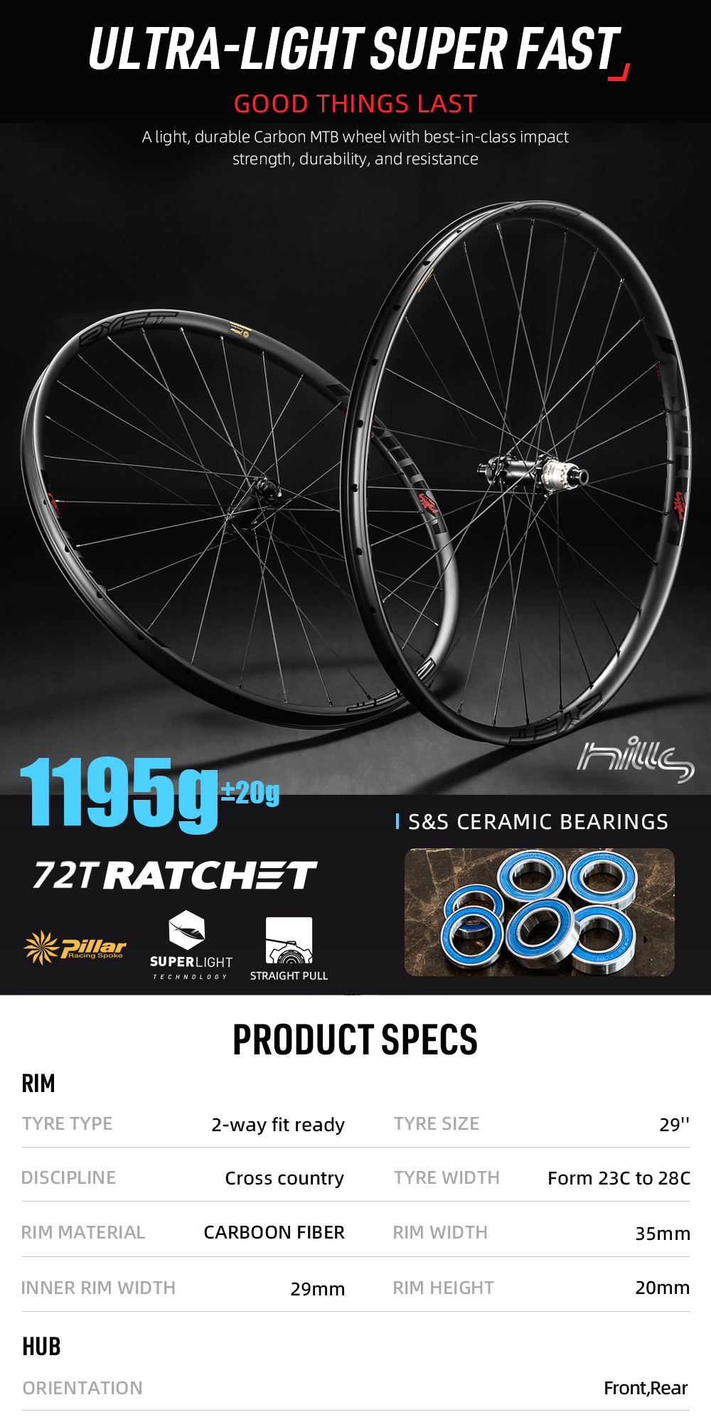 RYET 2025 Super Leve 29er MTB Rodas De Carbono 35mm Mountain Bike Aro ...