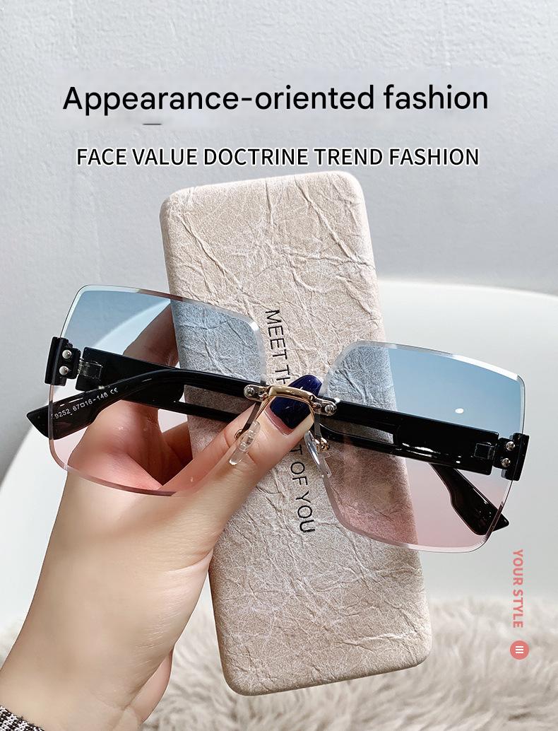 Óculos De Sol Sem Aro Feminino UV400 Lente Gradiente Retrô Moda Praia Tons | Shopee Brasil