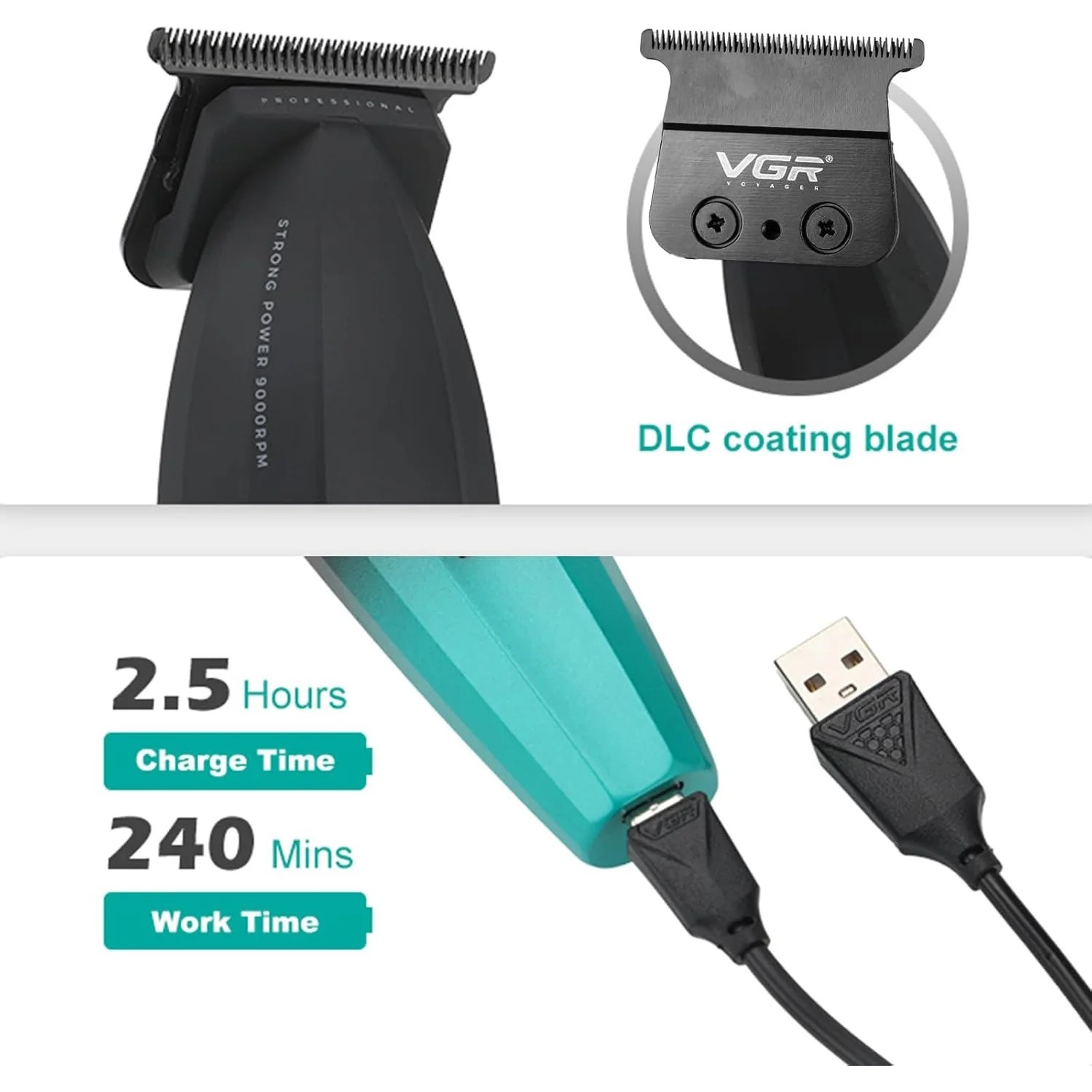 VGR V003 V906 Máquina De Cortar Cabelo Elétrica Profissional Aparador De 9000RPM Conjunto De ...