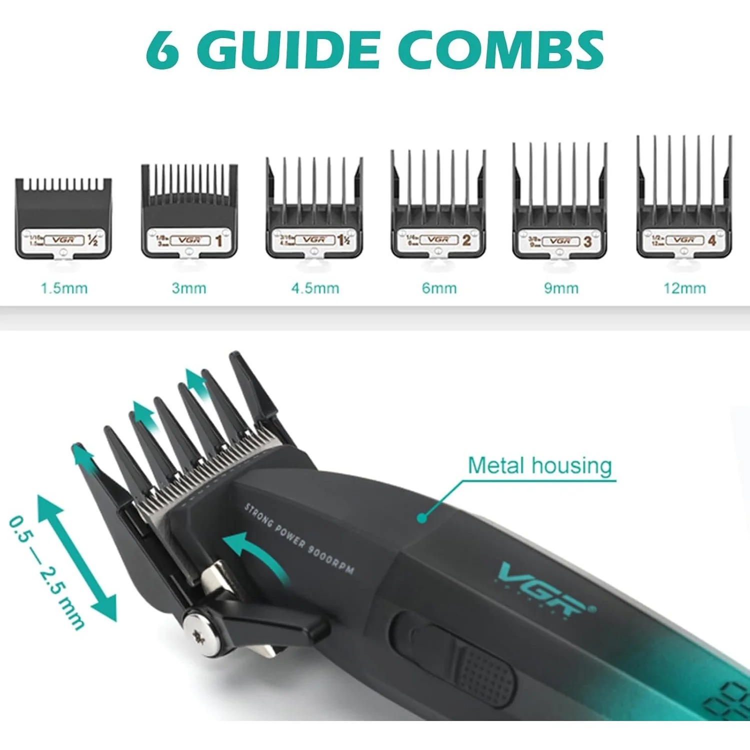 VGR V003 V906 Máquina De Cortar Cabelo Elétrica Profissional Aparador De 9000RPM Conjunto De ...