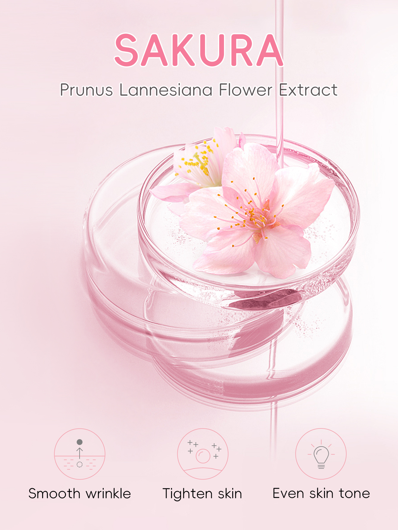 Sérum Facial LAIKOU Sakura Flor de Cerejeira, Aumenta a Radiância, Anti-envelhecimento, Remove ...