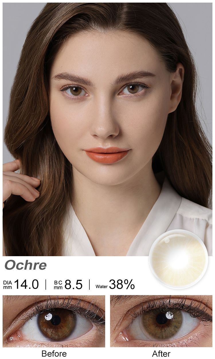 Lente De Contato Sem Grau Coloridas Natural 14.0mm Magister Queen Lente De Contato Mel/Azul ...