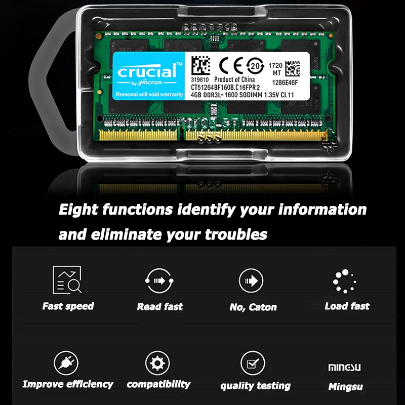 CRUCIAL DDR3 RAM 4GB 8GB DDR3 1333MHz 1600MHz Memória Portátil 8GB DDR3L 1600MHz 1.35V Notebook ...