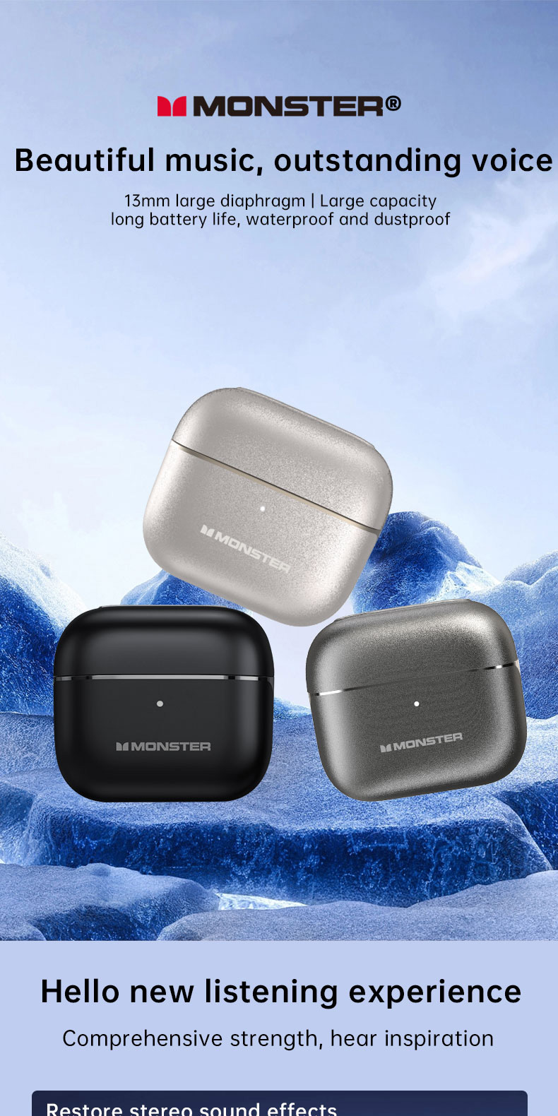 Monster GT TWS Fone De Ouvido Bluetooth Alta Fidelidade Qualidade Som ...