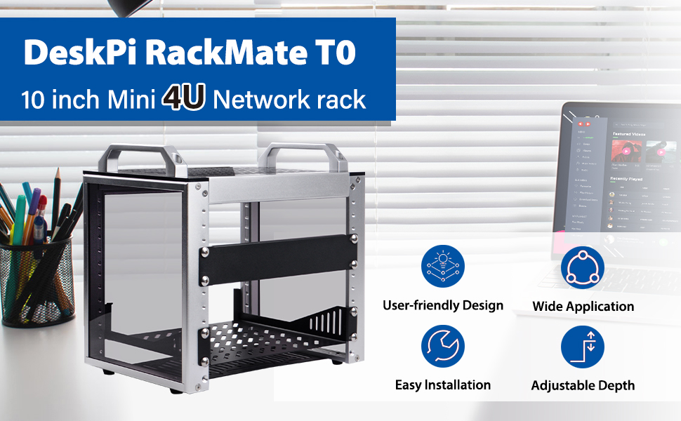 DeskPi RackMate T0 Rackmount , Gabinete De Servidor 4U De 10 Polegadas ...