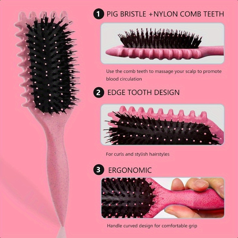 Nova Escova de Encaracolar com Cerdas de Javali 1 - Com Dentes Para ...