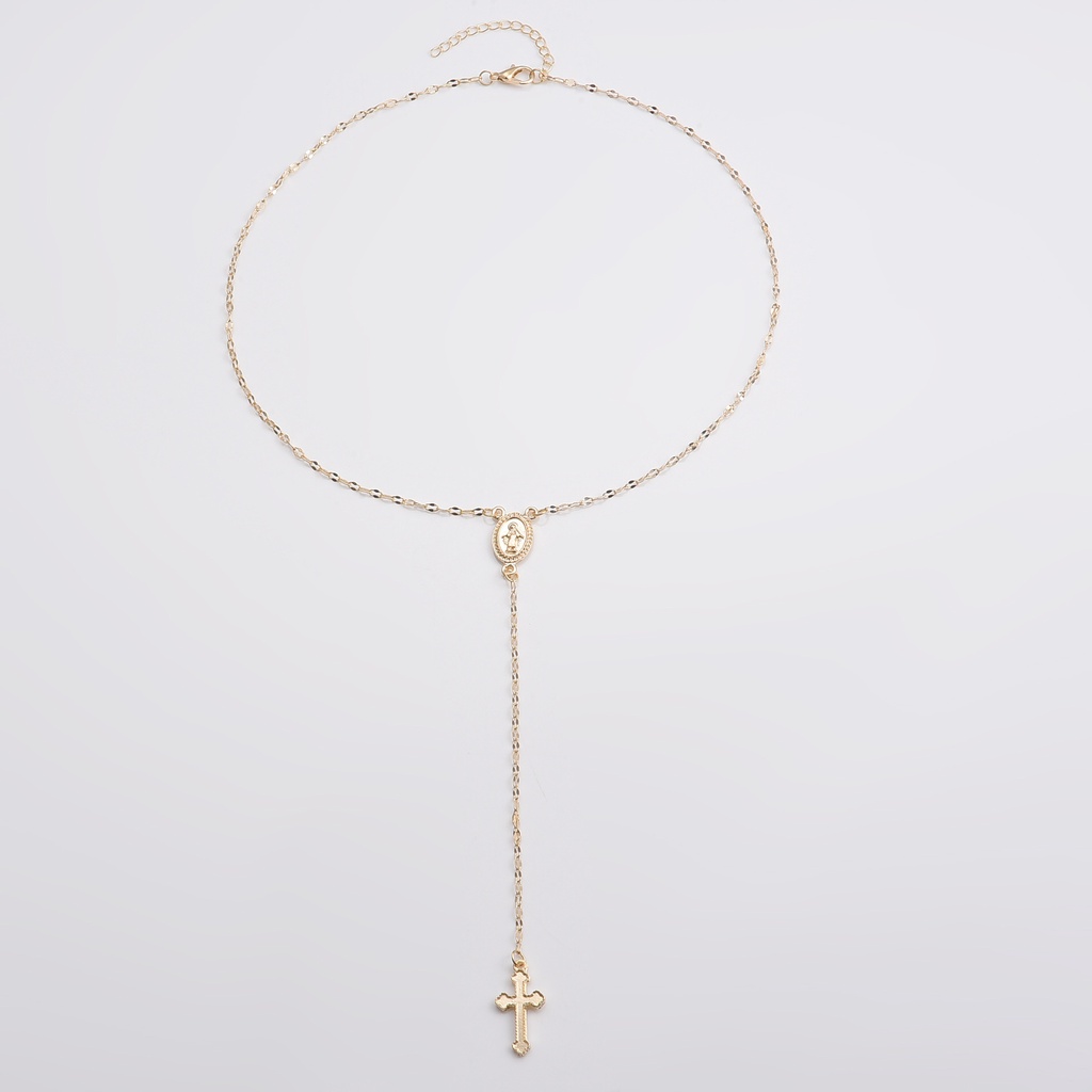 1 peça de joia encantadora: Colar de rosário com pingente de cruz ...