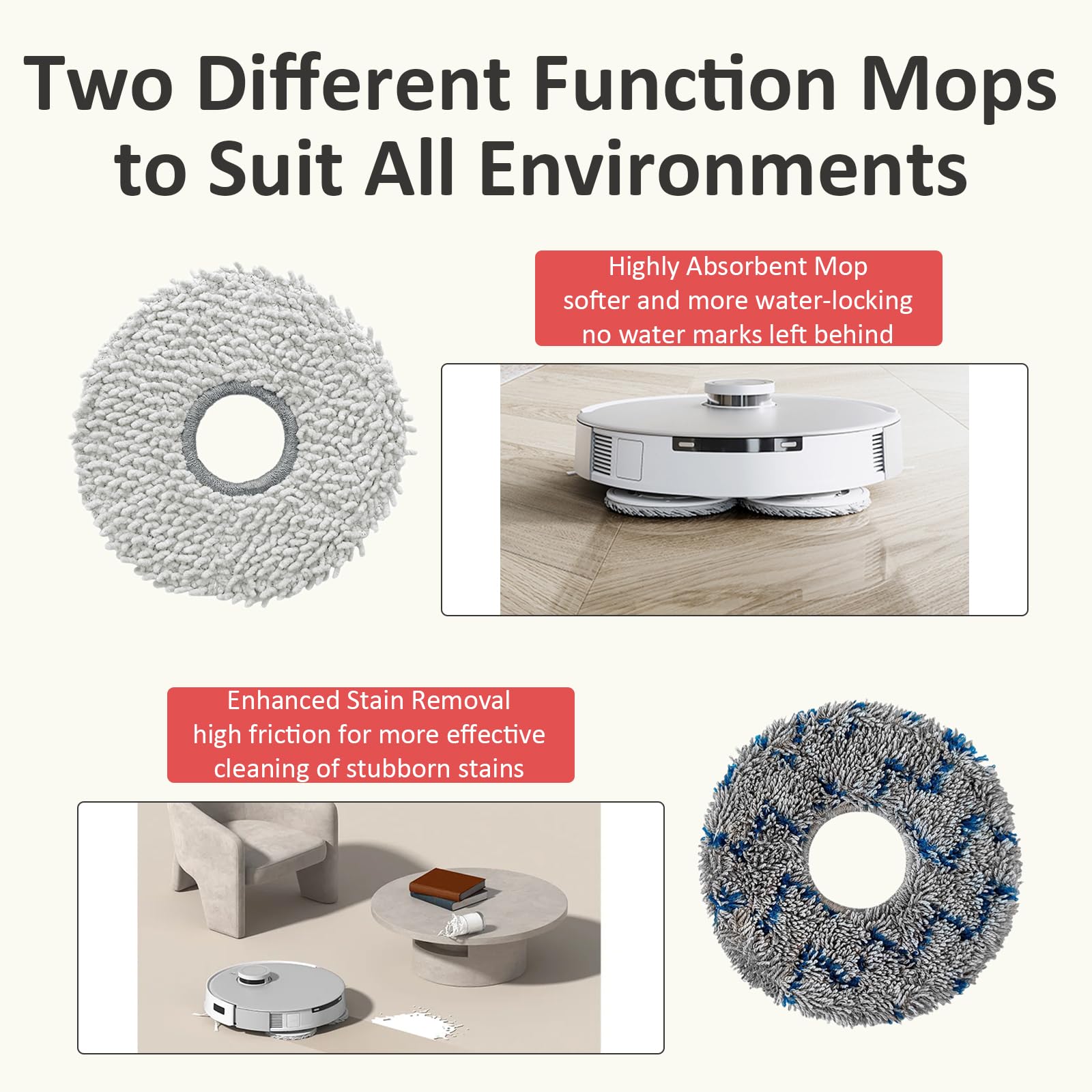 Pano de Esfregão a Vácuo para Ecovacs Xiaomi Roborock Dreame X10 X20 ...