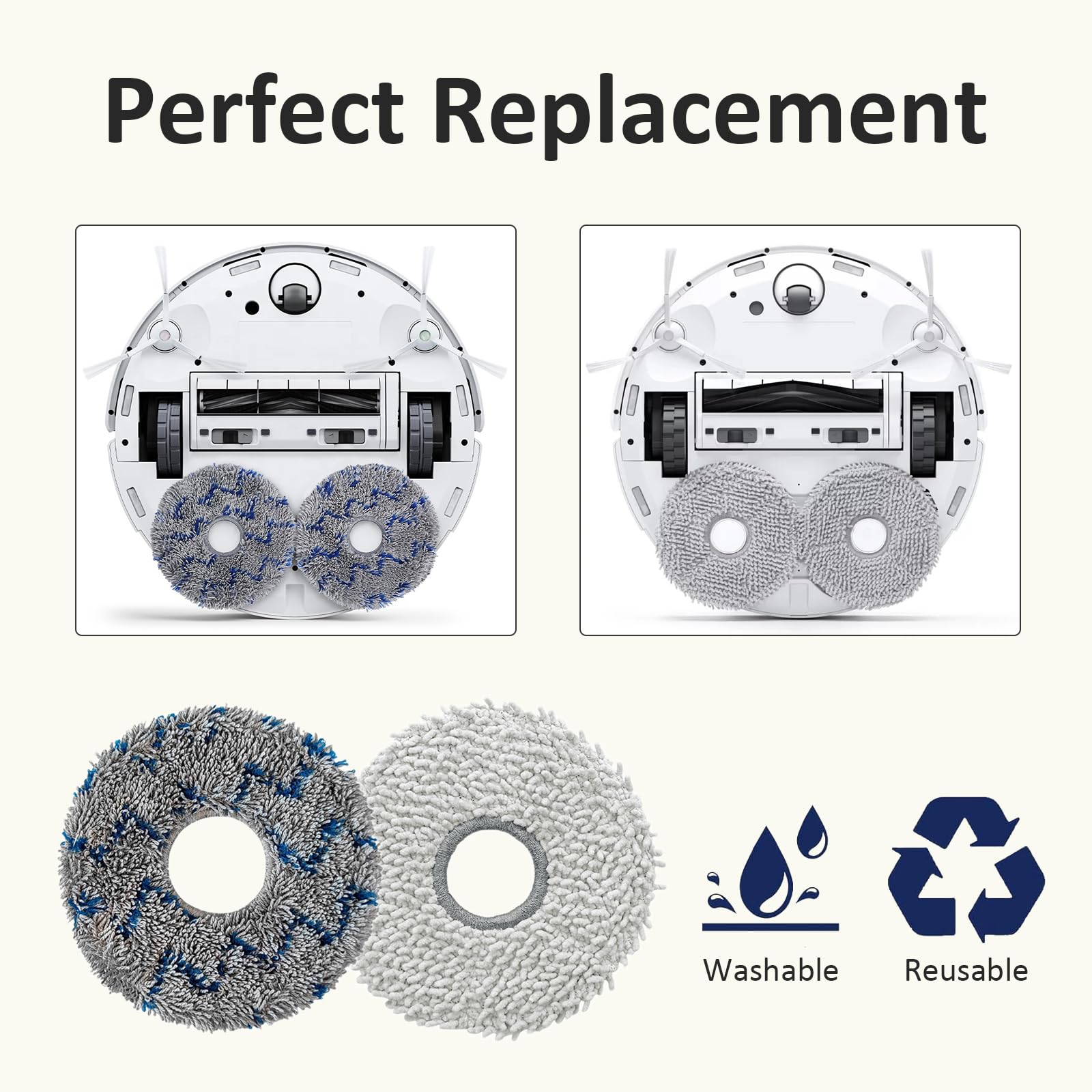 Pano de Esfregão a Vácuo para Ecovacs Xiaomi Roborock Dreame X10 X20 ...