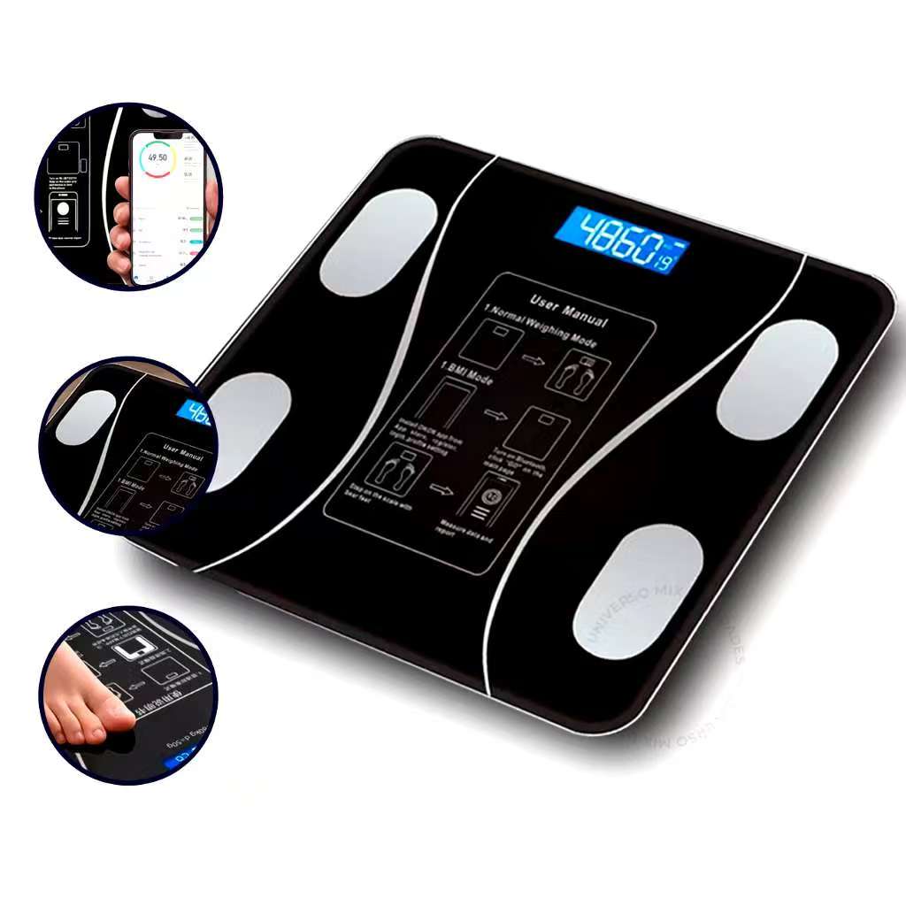 Balança Bioimpedância Corporal Digital APP Bluetooth Suporta até 180 kg ...