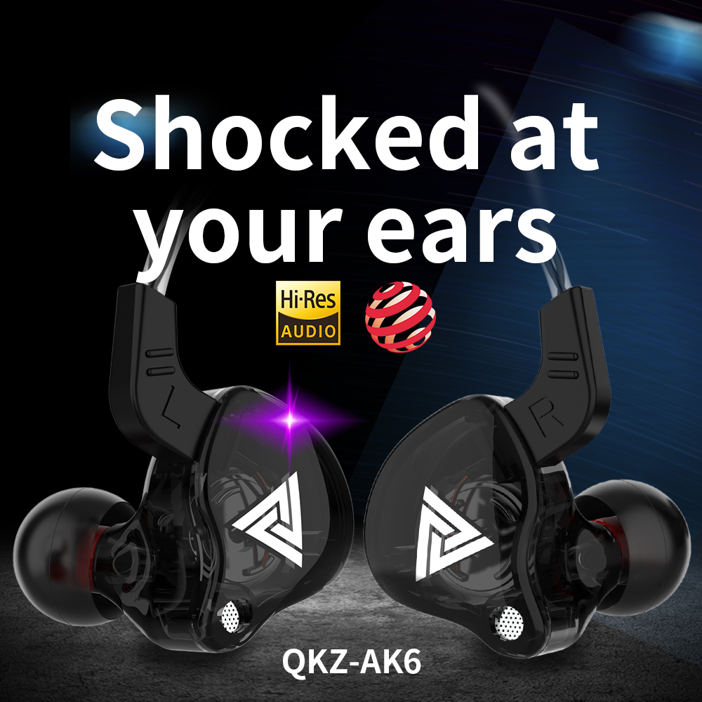 Fone de ouvido Bluetooth QKZ AK6 In-Ear com 6 drivers dinâmicos ...
