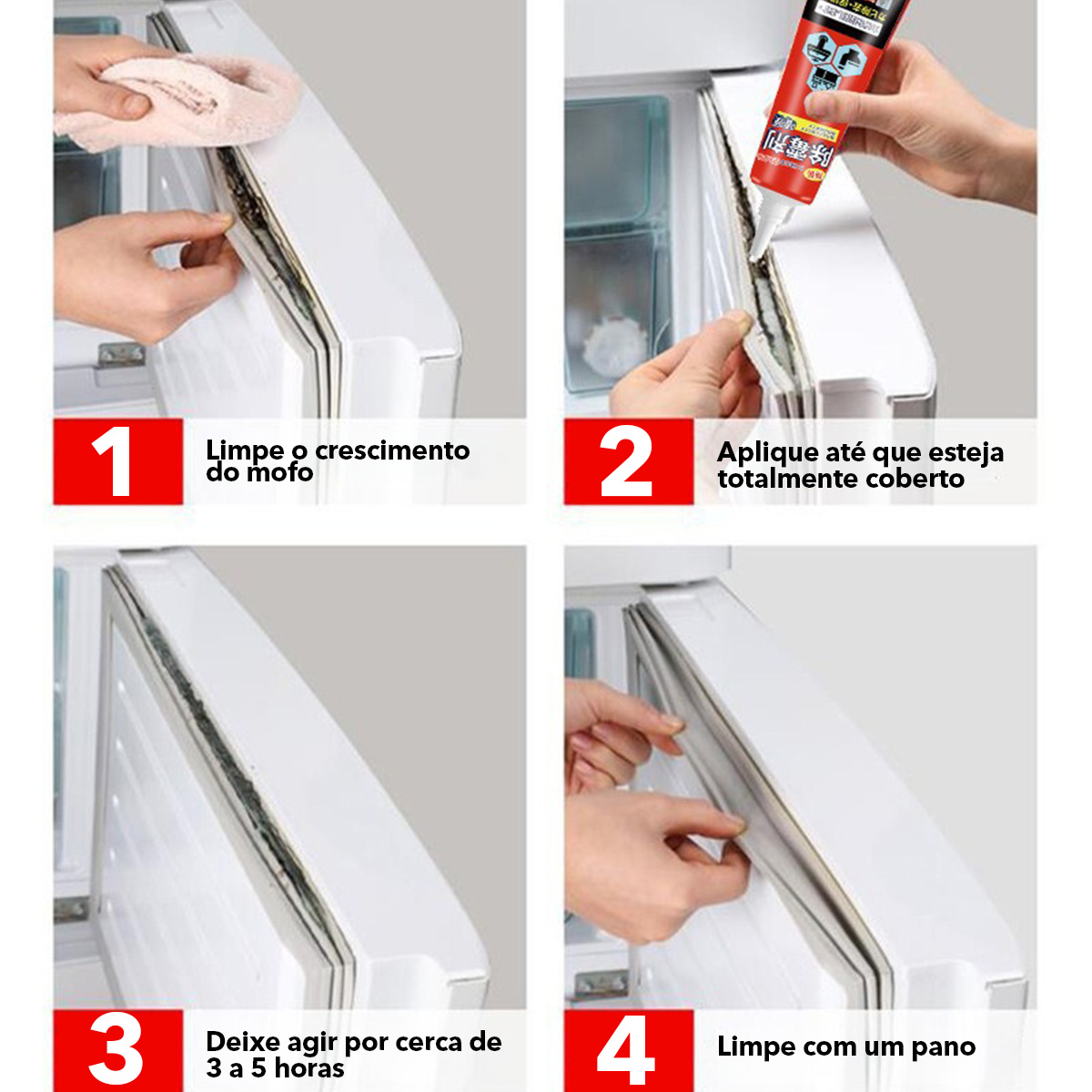 (Tampa incluída)Gel de limpeza potente contra mofo e bolor, remove ...