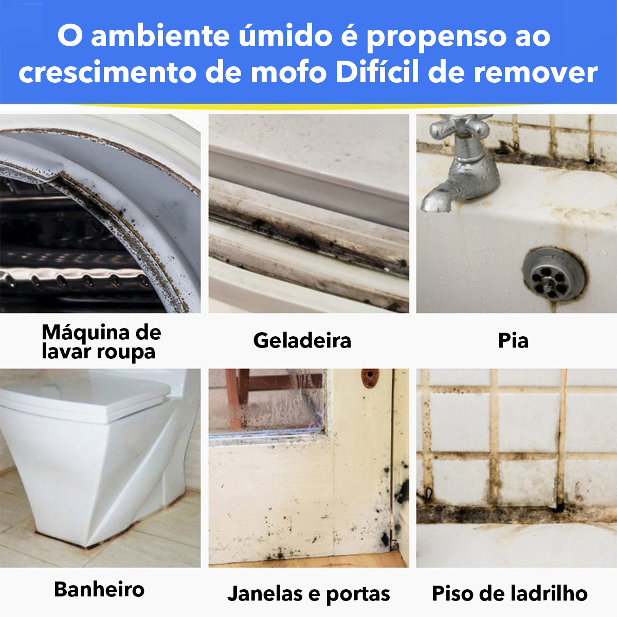 (Tampa incluída)Gel de limpeza potente contra mofo e bolor, remove ...