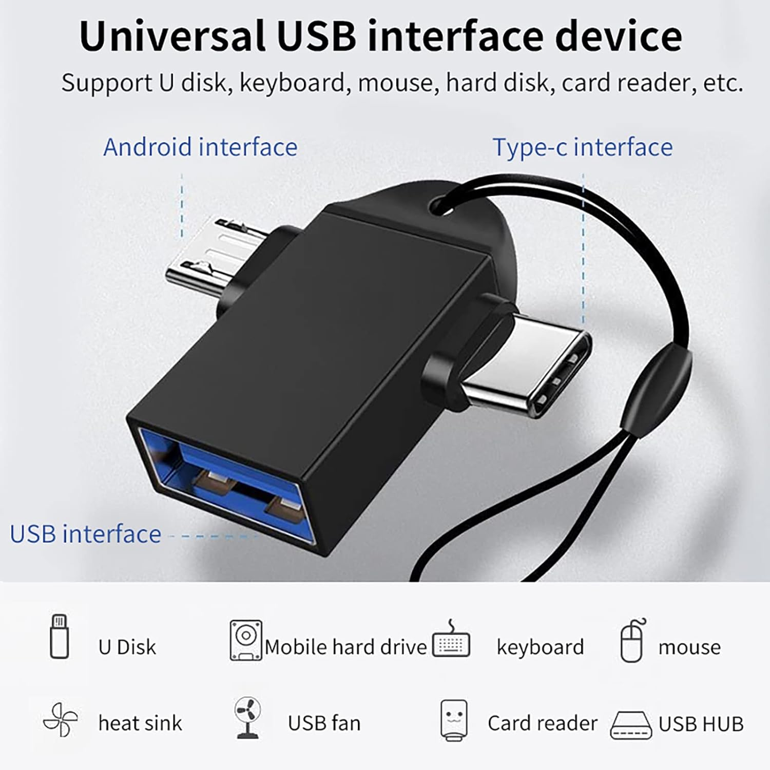 Adaptador USB Para Type C Android OTG Hub 2 Em 1 Conversor De Carregamento De Transmissão De ...