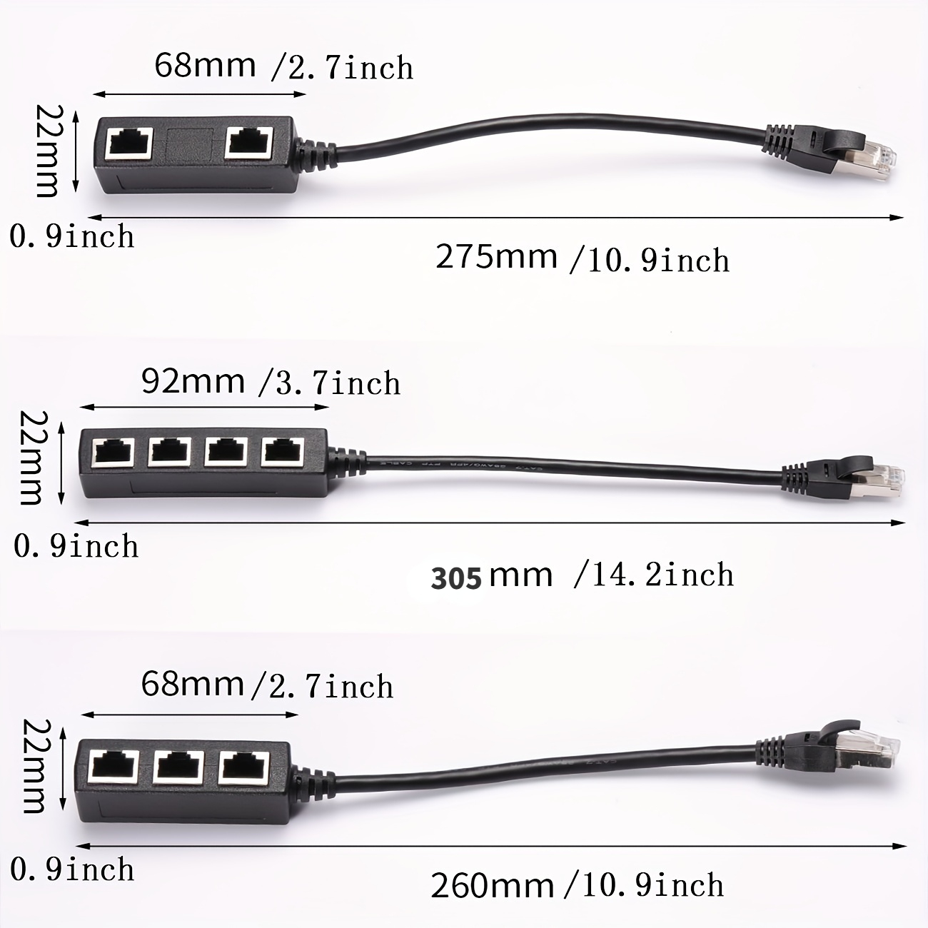 RJ45 Splitter 1 Macho para 4 Fêmeas para Cabos LAN Super Cat5e/Cat6 ...
