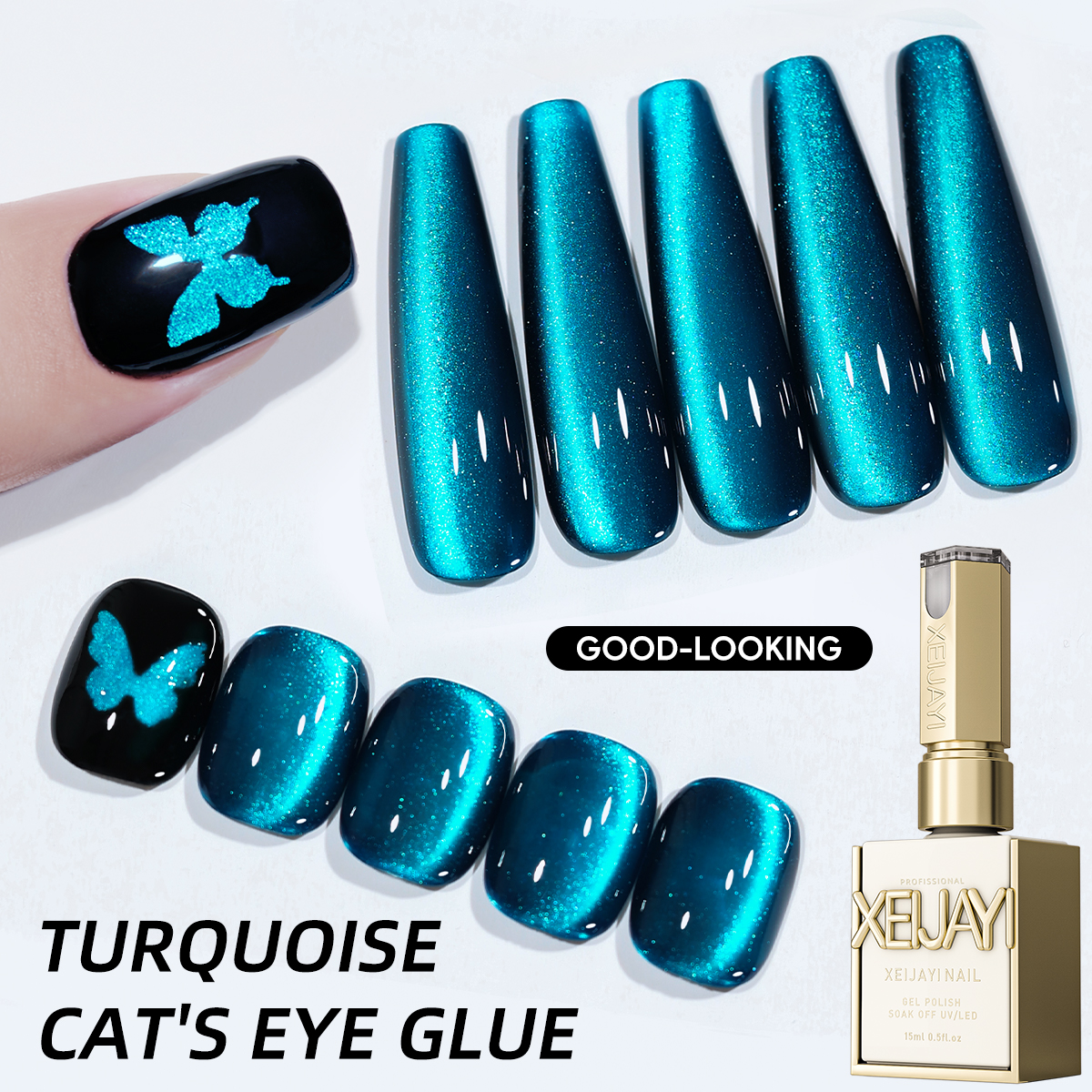 Esmalte Em Gel Azul Cat Eye, Semi-permanente, Para Unhas Uv Led, Ideal ...