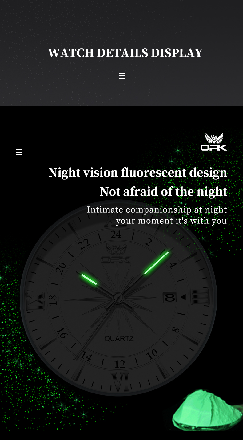 OPK relógio masculino casual empresarial luminoso à prova d'água em aço ...