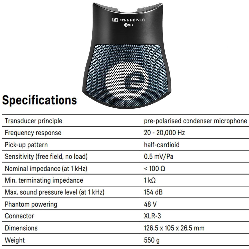 Microfone Condensador Sennheiser e901 Edge Layer Para Bateria , Mesas , Poemas , Altares ...