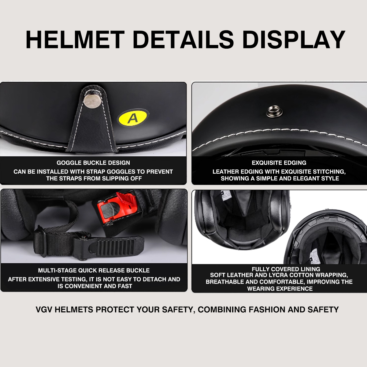 Capacete De Moto Estilo Vintage Vgv 618 3/4 Jet Certificado Dot Em ...